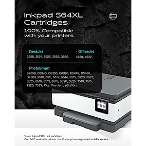 iNKPAD 564XL Ink Cartridges Replacement for Original HP 564 XL Combo Pack - Compatible for Photosmart 5520 6520 7510 7520 DeskJet 3520 Premium C309A C410A Printer (2BK/C/M/Y-5 Pack)