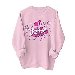 ANNAPU Come On Let's Go Party Sweatshirt Women Trendy Girls Shirt Cute Bachelorette Pullover Fall Casual Holiday Tops Pink