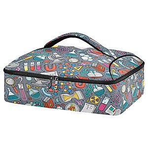 Science Scientific Objects Reusable Insulated Pizza Bag, Waterproof Food Delivery Bag, with Handle Lid Leakproof Pizza Holder Tote for Hot or Cold Food