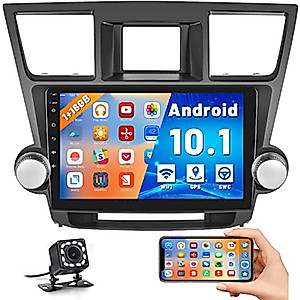 Android Car Stereo for 2009-2014 Toyota Highlander Radio, 10 inch Android Head Unit Touch Screen Car Audio Receiver with Mirror Link Bluetooth GPS Navigation, Support WiFi, SWC, FM,Backup Camera+Mic