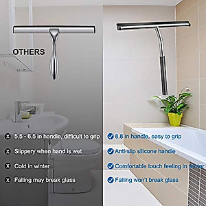Duster with Extension Pole 100'' Double Replacement Heads + Shower Squeegee Stainless Steel Glass Window Squeegee