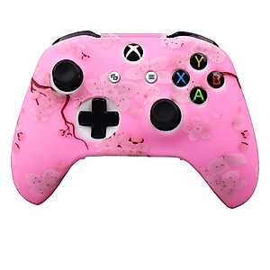 RALAN Pink Controller Skins for Xbox One, Silicone Controller Cover Skin Protector Compatible for Xbox Ones Controller (Pink Pro Thumb Grip x 2,Cat + Skull Cap &Cover Grip x 2) Blue Butterfly Pink
