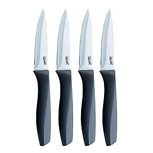 Glad Paring Knife Set, Pack of 4 | Sharp Stainless Steel Blades with Non-Slip Handles | 3.5-Inch Kitchen Knives for Cutting Vegetables and Peeling Fruit,Gray