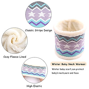 Winter Kids Hat Scarf Gloves Set Knit Fleece Lined Beanie Neck Warmer Mittens for Toddler Boys Girls 3-8 Years (Purple-B)