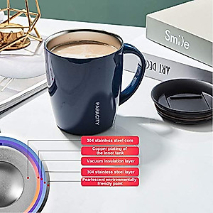 PARACITY Insulated Coffee Mug Stainless Steel Coffee Mug with Lid Handle Double Wall Vacuum Travel Mug Camping Tumbler Cup Men Women 12 oz