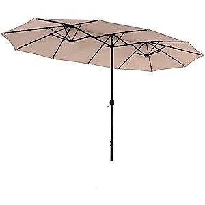 GREEN PARTY Patio Umbrella 13ft Outdoor Umbrella Double Sided Market Umbrella with Crank Twin Large Umbrella for Patio Garden Pool Backyard (Beige)