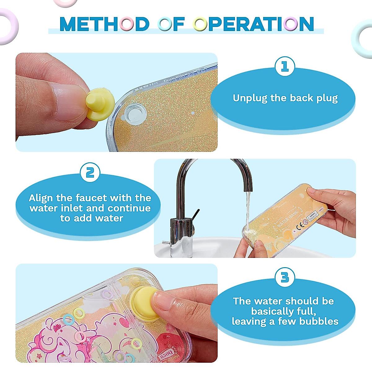 Chalyna 4 Pcs Handheld Water Games Water Ring Toys Multi Color Ring Toss Game Without Water Road Trip Toys Birthday Gift for Kids Party Favors Bag Fillers Pastime(Cartoon Style)