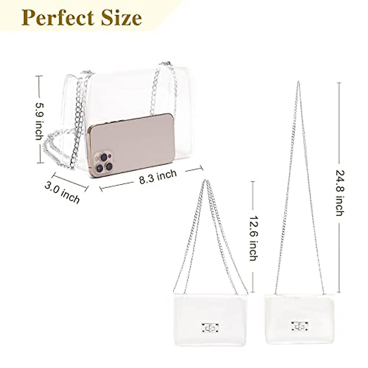 COROMAY Clear Purse for Women, Clear Bag Stadium Approved, Clear Crossbody Bag for Women