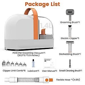 UBROBO Dog Grooming Vacuum, Dog Grooming Kit with Pet Clippers, 12,000Pa Pet Hair Vacuum Pet Grooming Vacuum for Dogs, Dog Vacuum for Shedding Grooming, Low Noise Dog Shedding Brush Pet Vacuum, PG10
