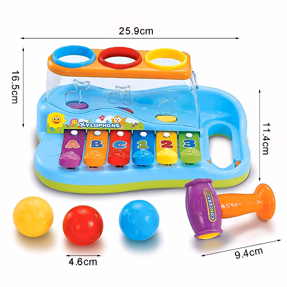 HOLA Toys for 1 Year Old Boy Gifts Baby Toys 12-18 Months, Baby Toys 6 to 12 Months Toy Hammer with Music Sound & Light, Grab Shake Pound 9 Month Old Baby Boy Girl Toys 1 Year Old Boy Birthday Gift