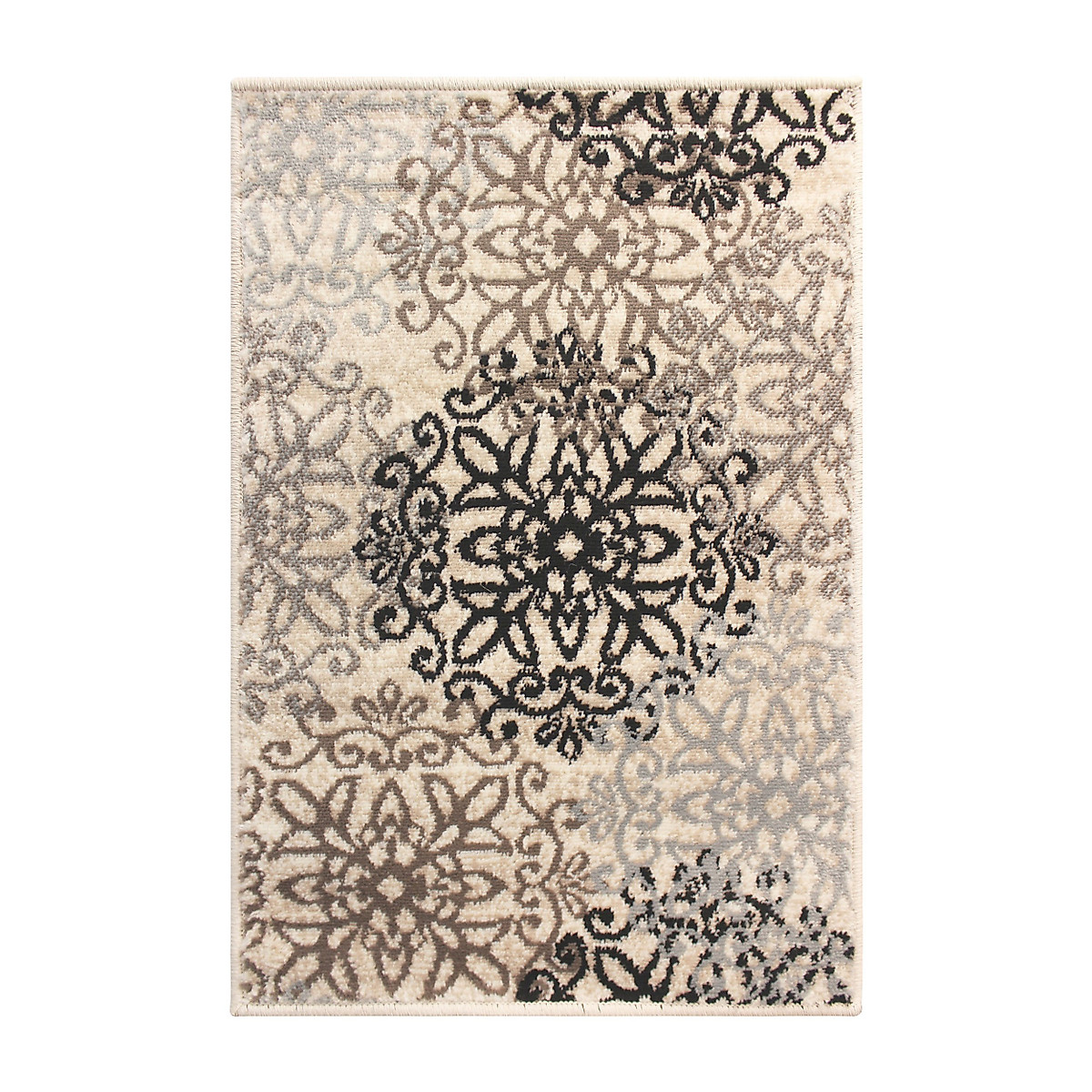 SUPERIOR Indoor Small Area Rug for Bedroom, Living/Dining Room, Entryway, Office, Farmhouse Aesthetic Floor Throw, Modern Floral Geometric Decor, Jute Backing, Leigh Collection, 3' x 5', Beige