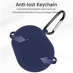 Compatible for Google Pixel Buds Pro 2022 Case Cover, [Front LED Visible] [Keychain] Silicone Protective Cover Case for Google Pixel Pro Case (Black)