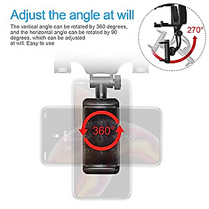 Car Rear View Mirror Phone Mount, Universal 360° Rotation Expandable Car Phone Holder Cradle for Most Mobile Phone Devices iPhone 13/13 Pro/12/11/XS/XR/8 Plus, Samsung Galaxy, GPS Google Map