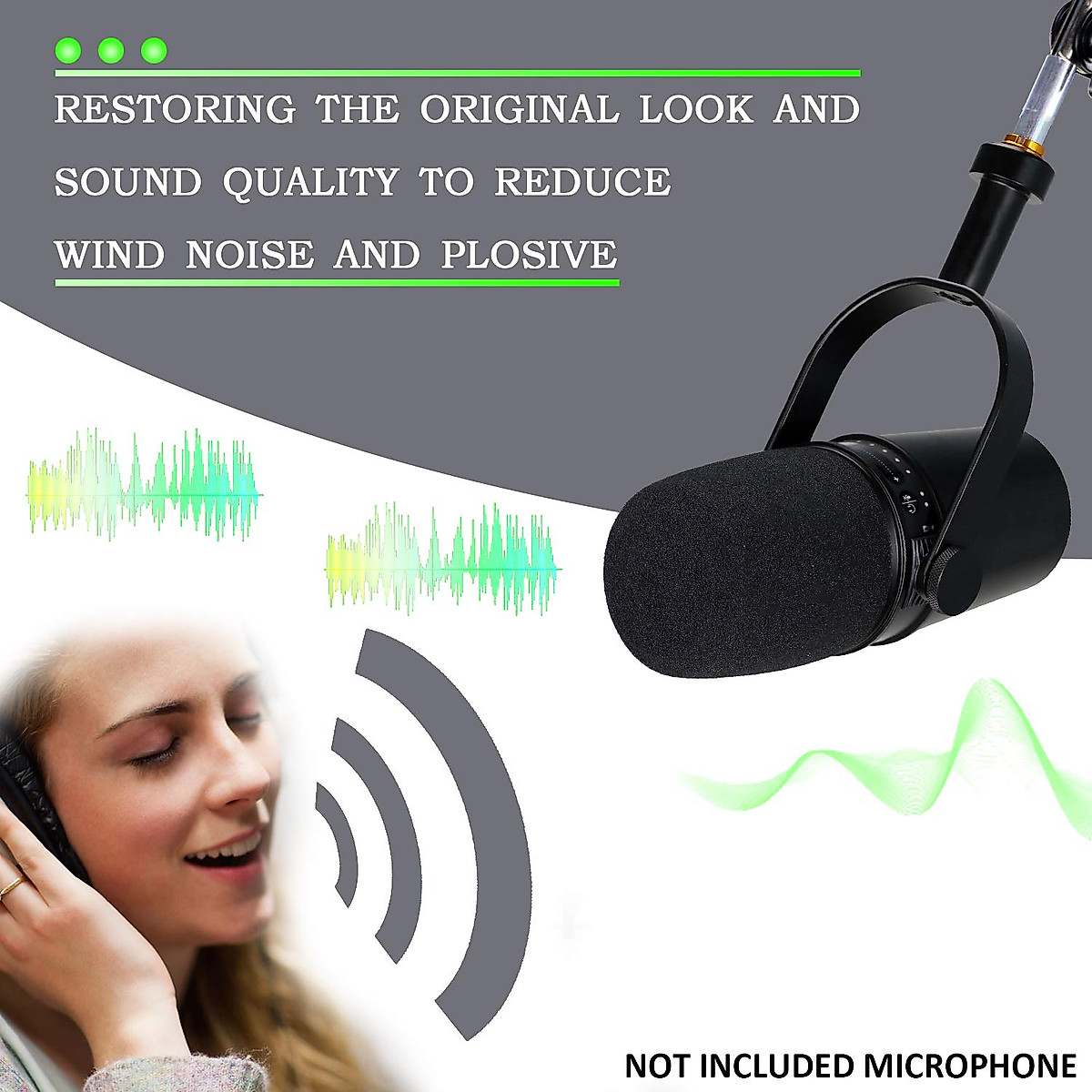 Microphone Pop Filter Compatible with Shure MV7 Microphone - Mic Foam Windscreen Cover for MV7 Microphone to Blocks Out Plosives by YOUSHARES