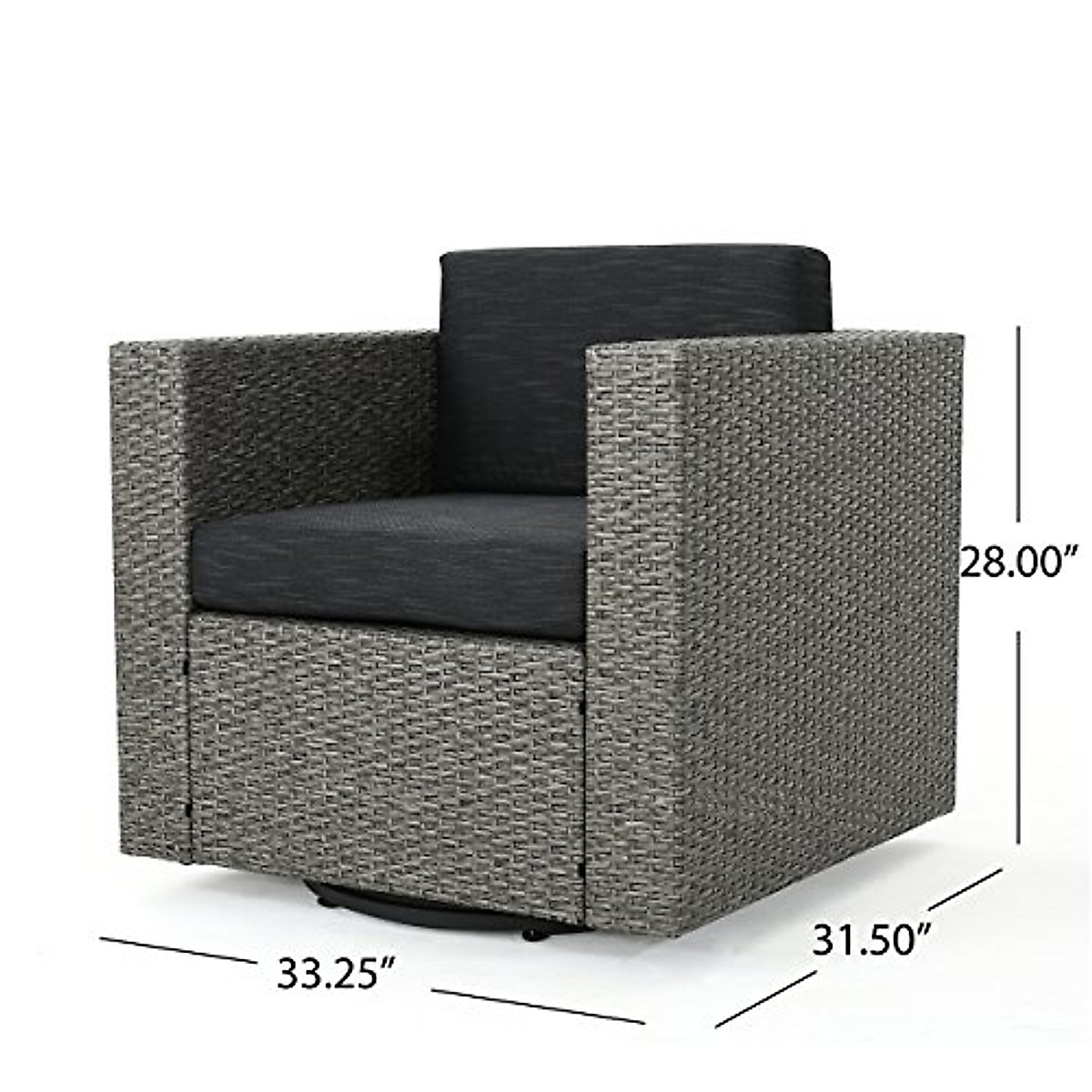 Venice Outdoor Dark Brown Wicker Swivel Club Chair with Beige Water Resistant Cushions (Single, Mix Black/Dark Grey)