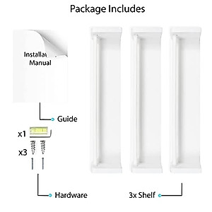 Brightmaison Nursery Book Shelves - Floating Wall Shelves – Baby, Kids, Nursery Wall Decor - Wall Mount Book Organizer Storage Ledge, Display Holder for Toys - Set of 3, Ships Assembled (White)