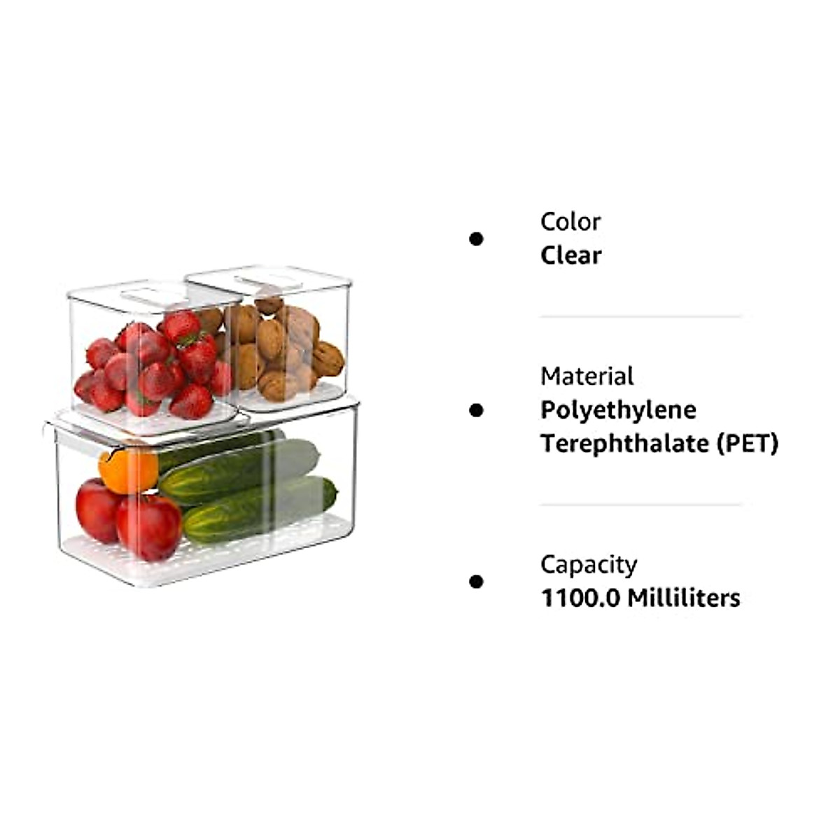 iPEGTOP Fridge Produce Saver Food Storage Bin Containers, Stackable Refrigerator Freezer Organizer Fresh Keeper Container with Vented Lids, 3 Pack