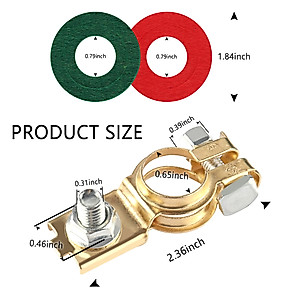 Durable&Adjustable Battery Terminal Connectors Car Accessories Kit(Negative & Positive Battery Cable Terminals+2PCS Battery Terminal Fiber Washers) Fit for Most Car Truck Van Boat