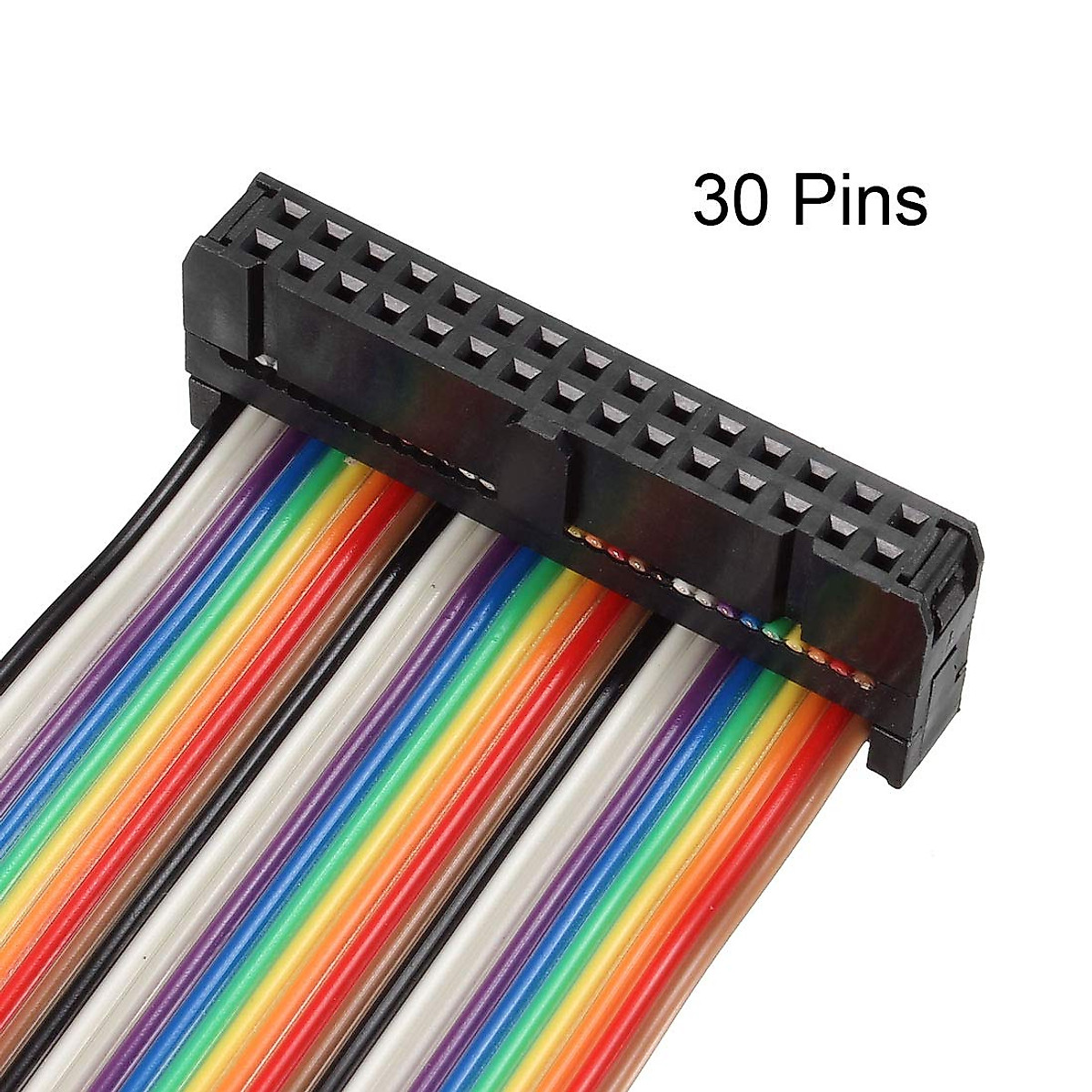 uxcell IDC Rainbow Wire Flat Ribbon Cable 30P A-type FC/FC Connector 2.54mm Pitch 1m/39.3inch Length