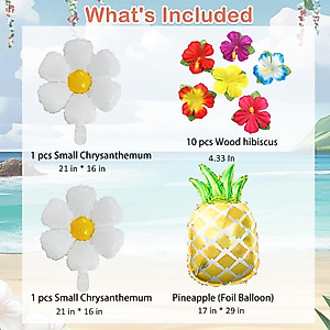 Tropical Balloon Garland Arch Kit - 12", 10", 5" Rose Gold, Blush Blue Balloons with Artificial Palm Leaves & Plumeria for Magic, Tropical, Hawaii, Luau-Themed Birthday Party, Baby Shower Decorations