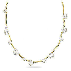 SWAROVSKI Constella necklace, Round cut crystal, Clear, Gold-tone Finish