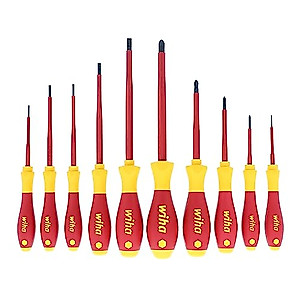 Wiha 32093 Slotted and Phillips Insulated Screwdriver Set, 1000 Volt, 10 Piece