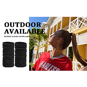 Sderoq 100pcs Womens Elastics Hair Tie, 4MM Black Ponytail Holders Hair Bands, 2 Inch in Diameter Elastic Band for Medium to Thick Hair (4mm Black)