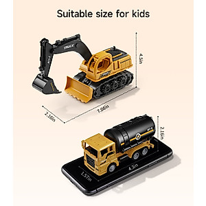 Geyiie Construction Trucks Toys, Kids Construction Vehicles Site, Sandbox Toys Playset for Boys Girls, Pull Back Cars Excavator Tractor Bulldozer Gifts for Party Favor