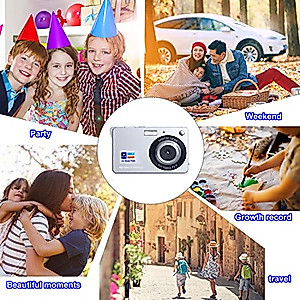 Digital Camera,4k 48 MP Mini Kid Camera,Video Camera 2.7inch Digital Zoom,Pocket Camera for Beginners(Silver)