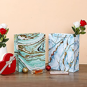 Lancool Gift Bags, 12 Pack 12.6x10.2x3.9 Inch Gift Bags Medium Size, Gift Bag Large Size, 4 Assorted Designs Foil Gift Bags for Monther's Day, Baby Shower, Birthday, Wedding, Party Favors