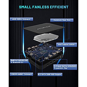 ATOPNUC Mini PC Intel Celeron N4020 Mini Desktop Computers, Micro Computer Support M.2 SATA SSD/2.5-inch SSD,4K HD,Dual WiFi, BT5.0 for Business Home Office N4020 4GB+128GB / Windows 10 Pro