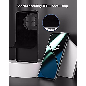 Foluu Silicone Case for OnePlus 11, Liquid Gel Rubber Bumper Case with Soft Microfiber Lining Cushion Slim Hard Shell Shockproof Protective Cover for OnePlus 11 5G 2023 (Black)