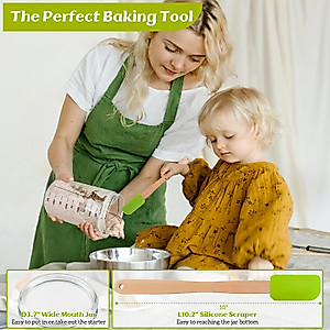 WAVEWISE Sourdough Starter Jar Kit 1000ml - Large Glass Jar for Sourdough - Sourdough Starter Crock - Reusable Sour Dough Starter Jar With Thermometer, Silicone Scraper, Cloth Cover and Lid