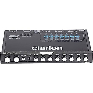 Clarion EQS755 7-Band Car Audio Graphic Equalizer with Front 3.5mm Auxiliary Input, Rear RCA Auxiliary Input and High Level Speaker Inputs