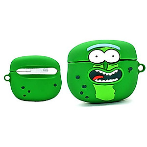 sdfsd AirPods Pro Case [3D Rick and Morty Cute Unique Cartoon ] Personalized Custom Skin Silicone Protective Cases(Green)
