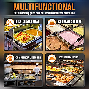 IVONNEY Hotel Pan Steam Table Pans Full Size 2.5 Inch Deep Stainless Steel Pan, Commercial Food Pans for Restaurant, Catering Supplies - Chafing Pans, Catering Pans, Buffet Pans (6 Pack, 1/1 Size)