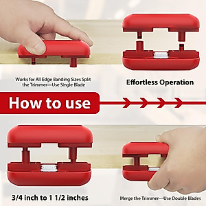 Edge Banding Trimmer for All Directions, Edge Trimmer with Tungsten Carbide Blades (1-Pack)