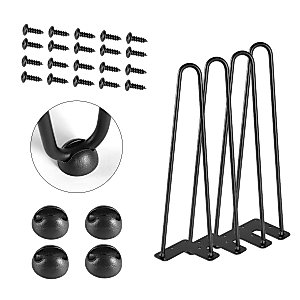 TE DEUM 16" Satin Black Hairpin Coffee Table Legs(Set of 4), Metal Heavy Duty Sturdy Sharp Looking Modern Table Legs …
