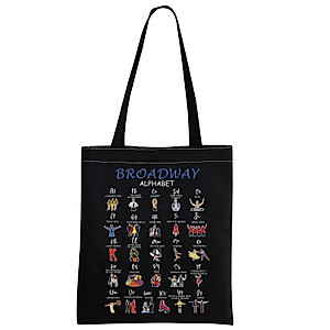MNIGIU Broadway Musical Tote Bag Broadway Lover Gift Broadway Merchandise Musical Lover Gift (Black)