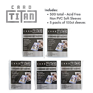 CARD TITAN PRO Premium Standard Soft Sleeves Pack of 500 - Premium Quality Ultra Clear Acid Free Penny Sleeves for Trading Cards - Card Sleeves Fit 2 5/8" x 3 5/8" Standard 35pt Trading Cards