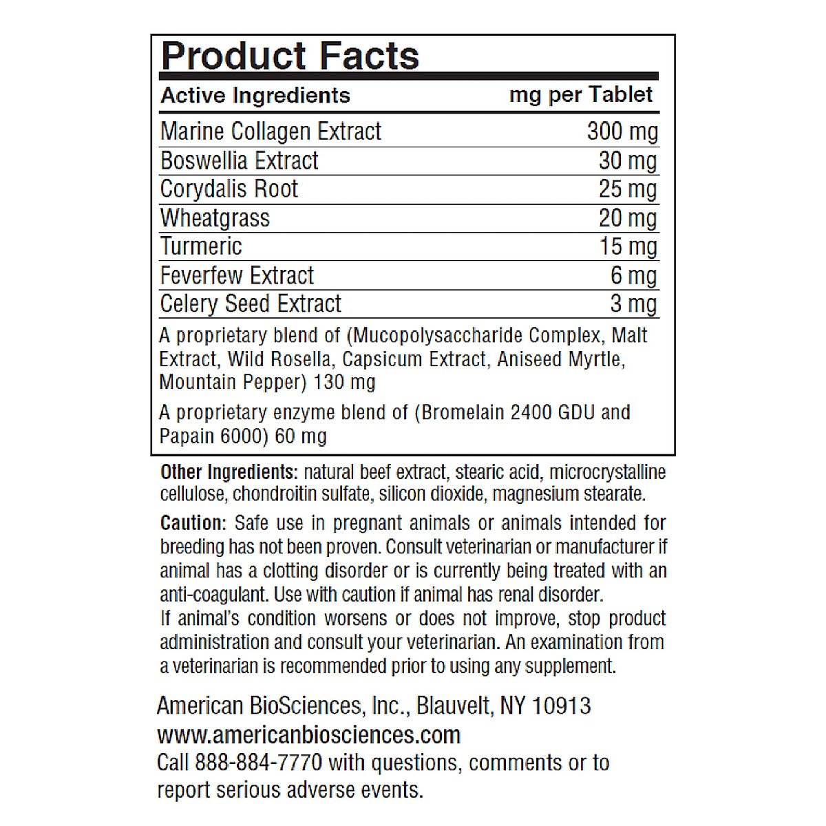 American BioSciences DGP, All-Natural Joint Supplement for Dogs - Joint Support with Turmeric, Boswellia Extract & More - Quick Effect for Immediate Mobility Support - 60 Chewable Pet Tablets