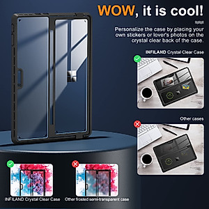 INFILAND Surface Pro 11/10/9 Case, Crystal Clear Multi-Angle Shockproof for Microsoft Surface Pro 11th Edition AI 2024, Work with Surface Pro Signature Keyboard & Slim Pen 2, Mysterious Black