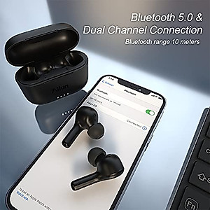 Ailun True Wireless Earbuds with ENC Noise Cancelling Bluetooth Earphones for HD in-Ear Stereo Calls Touch Control Sport Headphones Waterproof Fitness Earbuds USB-C Charging 20H Playtime (Black)