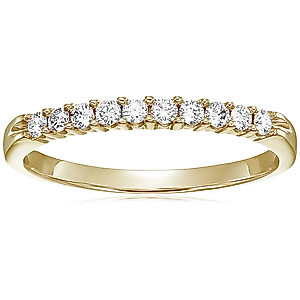 Vir Jewels 1/3 cttw Round Diamond Wedding Band for Women in 14K Yellow Gold, 10 Stones Prong Set, Size 8