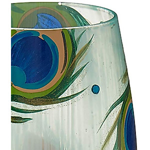 Designs by Lolita “Pretty as a Peacock” Hand-painted Artisan Wine Glass, 15 oz.