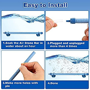 RHBLME Air Stone Bar with Suction Cups, 6-Set, 8 Inch Aquarium Bubble Wall Fish Tank Bubble Bar Tube Bubble Release Diffuser Bar for Fish Tank Aquarium Hydroponics Pump