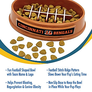 NFL Super-Bowl - Cincinnati Bengals Slow Feeder Dog Bowl. Football Design Slow Feeding Cat Bowl for Healthy Digestion. Non-Slip Pet Bowl for Large & Small Dogs & Cats