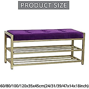 SoOSSN Entryway Bench with Golden Shoe Shelf,Modern Shoe Bench Shoe Organizer Bench Seat,Shoe Rack Bench Shoe (Color : Purple, Size : 47x14x18inch)
