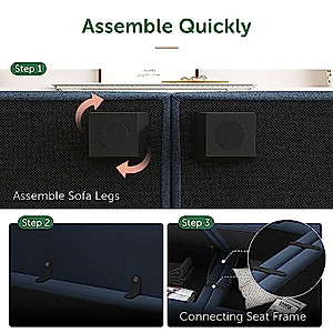 HONBAY Convertible Sectional Sofa Modular Couch with Reversible Chaise Velvet U Shaped Couch Sleeper Sectional Sofa Set with Storage Ottoman, Dark Blue