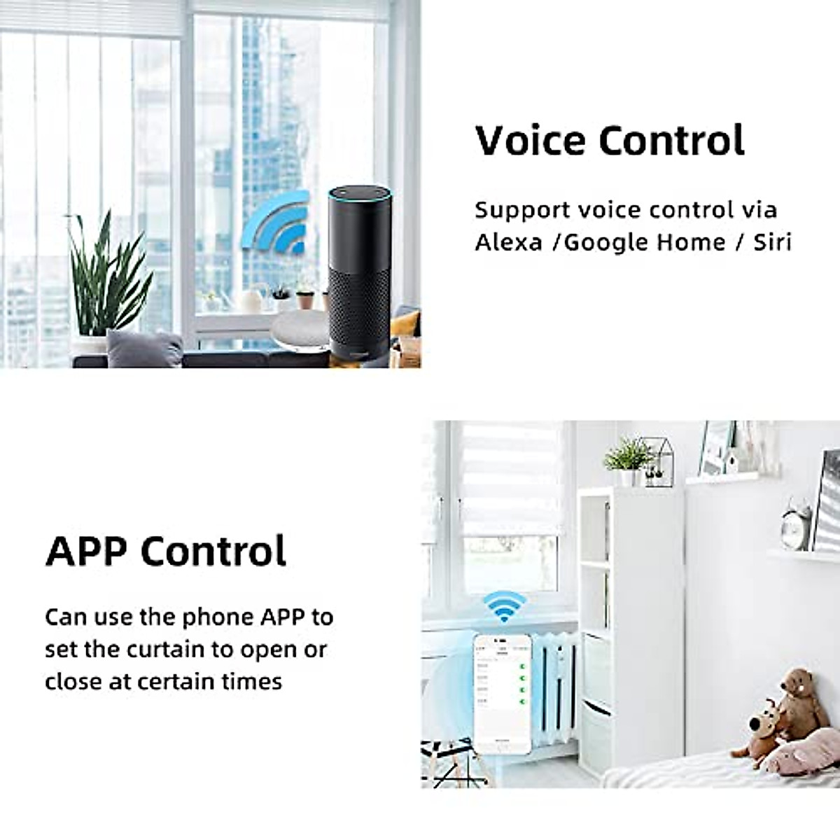 Blindsmart Smart Blinds Motor 110V Roller Shade DIY Motorization Kit for Window Blinds Compatible with Alexa Google Home Control for Roller Shade Tube 40/50/55 mm (50mm Tube, with 9-Channel Remote)